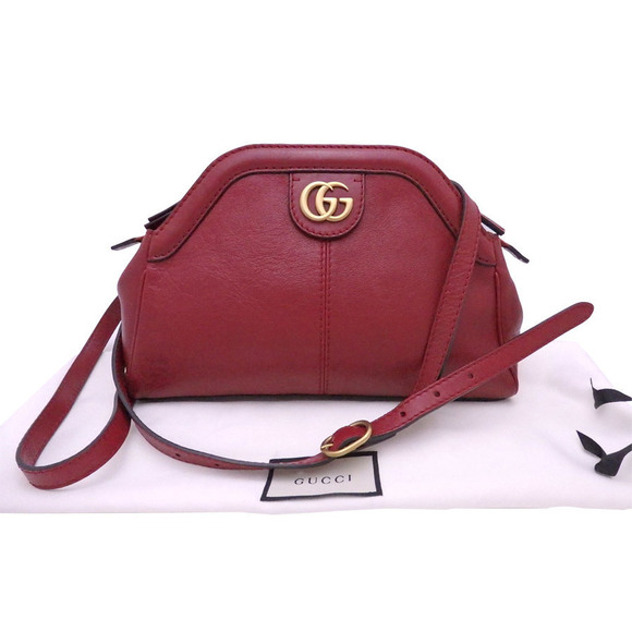 Gucci | Bags | Gucci Gg Marmont Shoulder Bag Leather Red | Poshmark